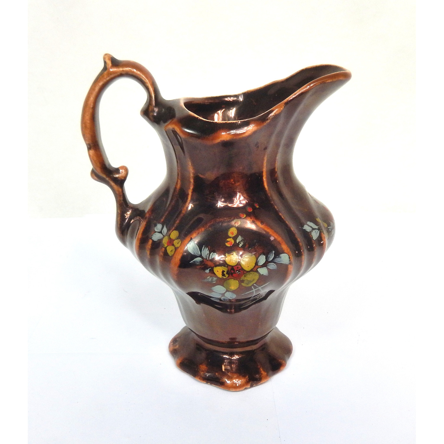 PICHET EN FAÏENCE DE JERSEY HAUTEUR 17CM DECOR FLEURI